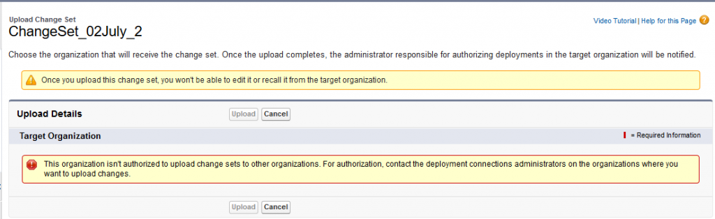 Salesforce | This organization isn't authorized to upload change sets to other organizations ...