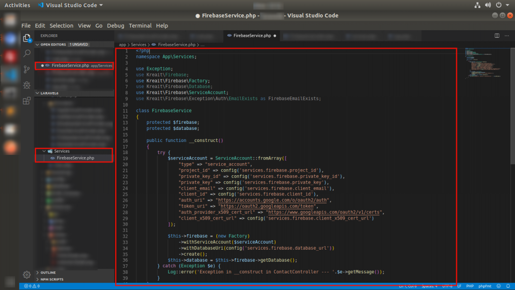 Firebase Integration With Laravel 6.x (Ubuntu 18.04)